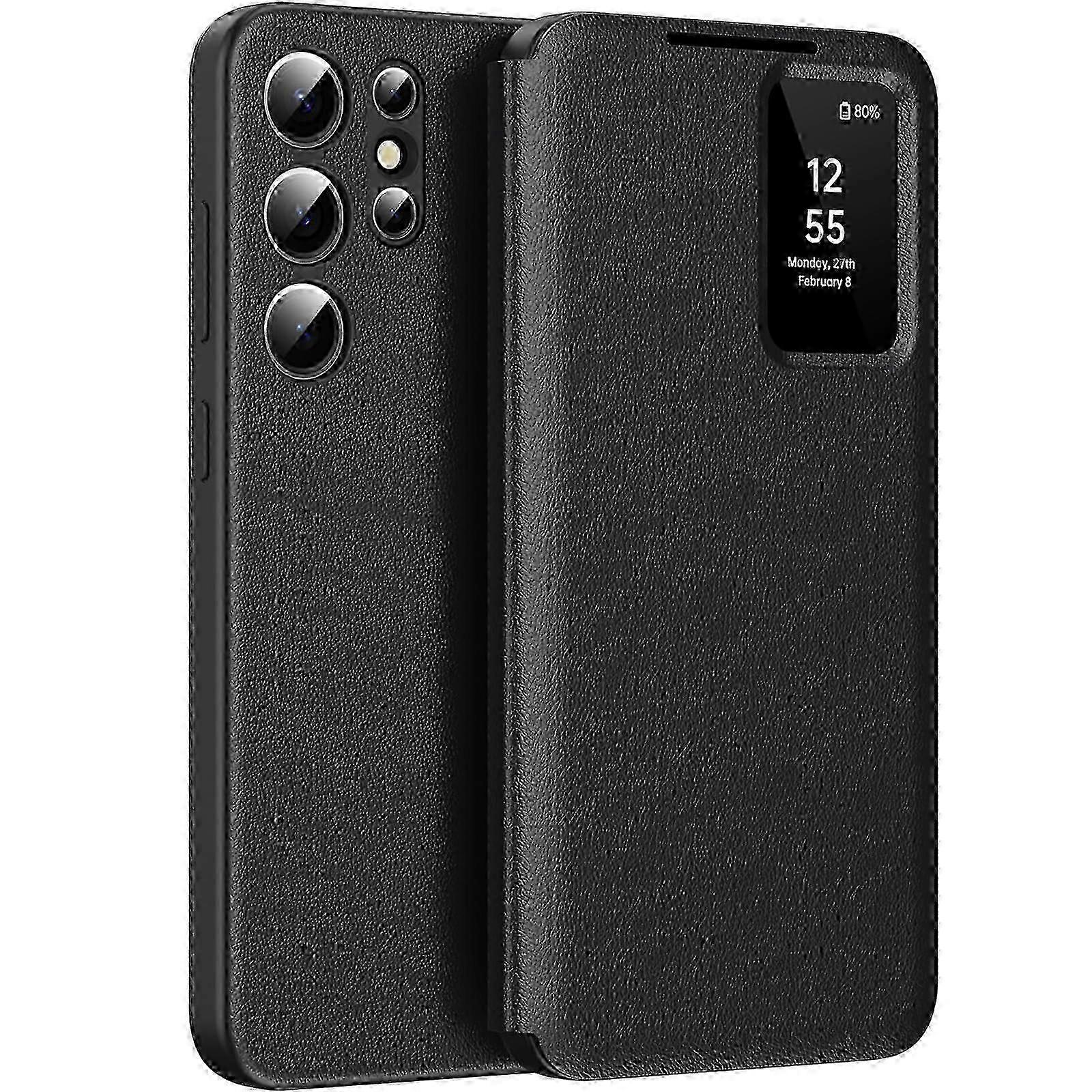 Samsung S25 Ultra Smart View Case, Wallet Cover With Card Slot, Viewing ...