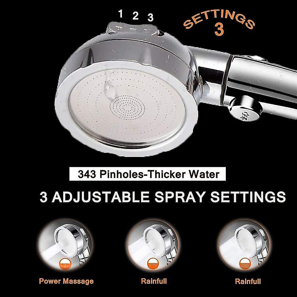 High Pressure Shower Head, 3-settings Handheld Showerhead With On/off ...