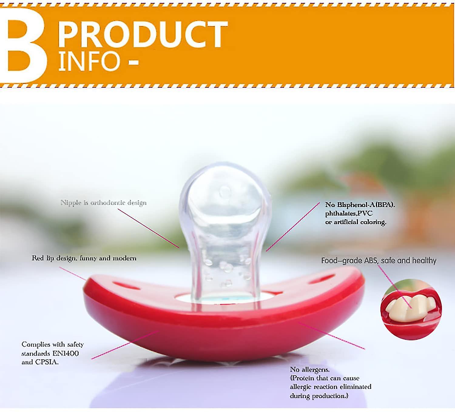 Sjov sut til baby, Buck Tand sut Fake Big Teeth Sut, Bløde sutter med ...