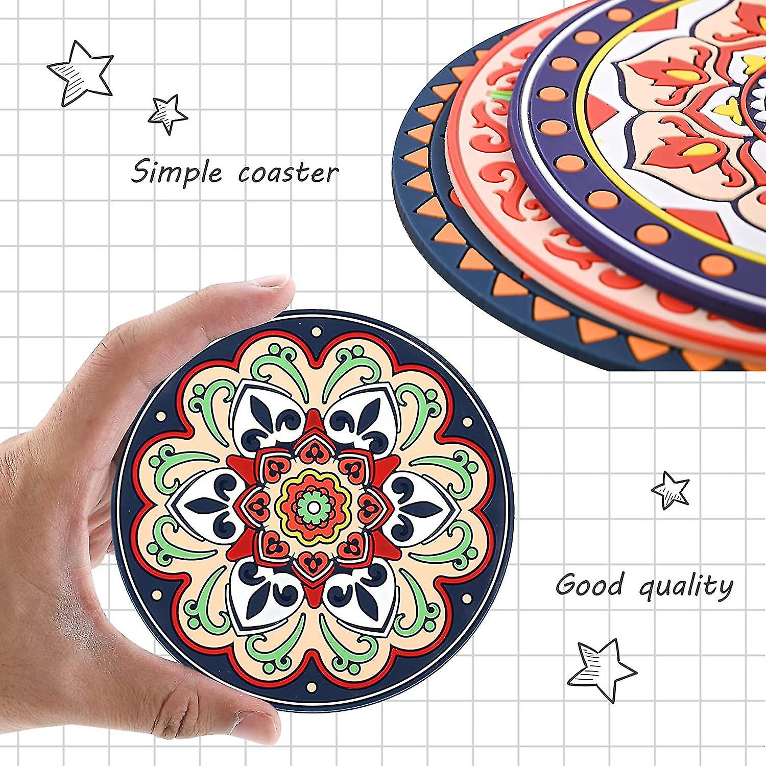 Silicone Drink Coasters Set 9cm Round Non-slip Coasters 3d Texture ...