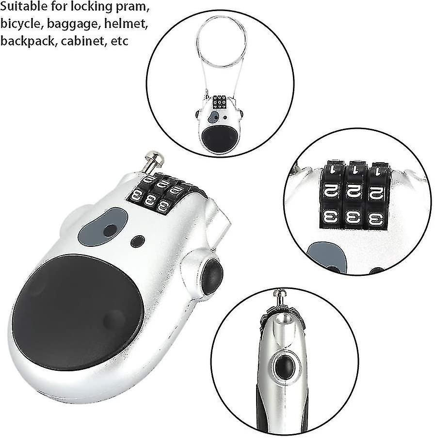 Cartoon Cow Combination Luggage Lock Password Padlock With Retractable ...