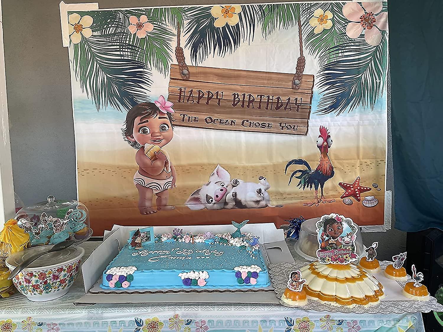 7x5ft Moana Happy Birthday Backdrop 1st Birthday Party Sea Summer ...