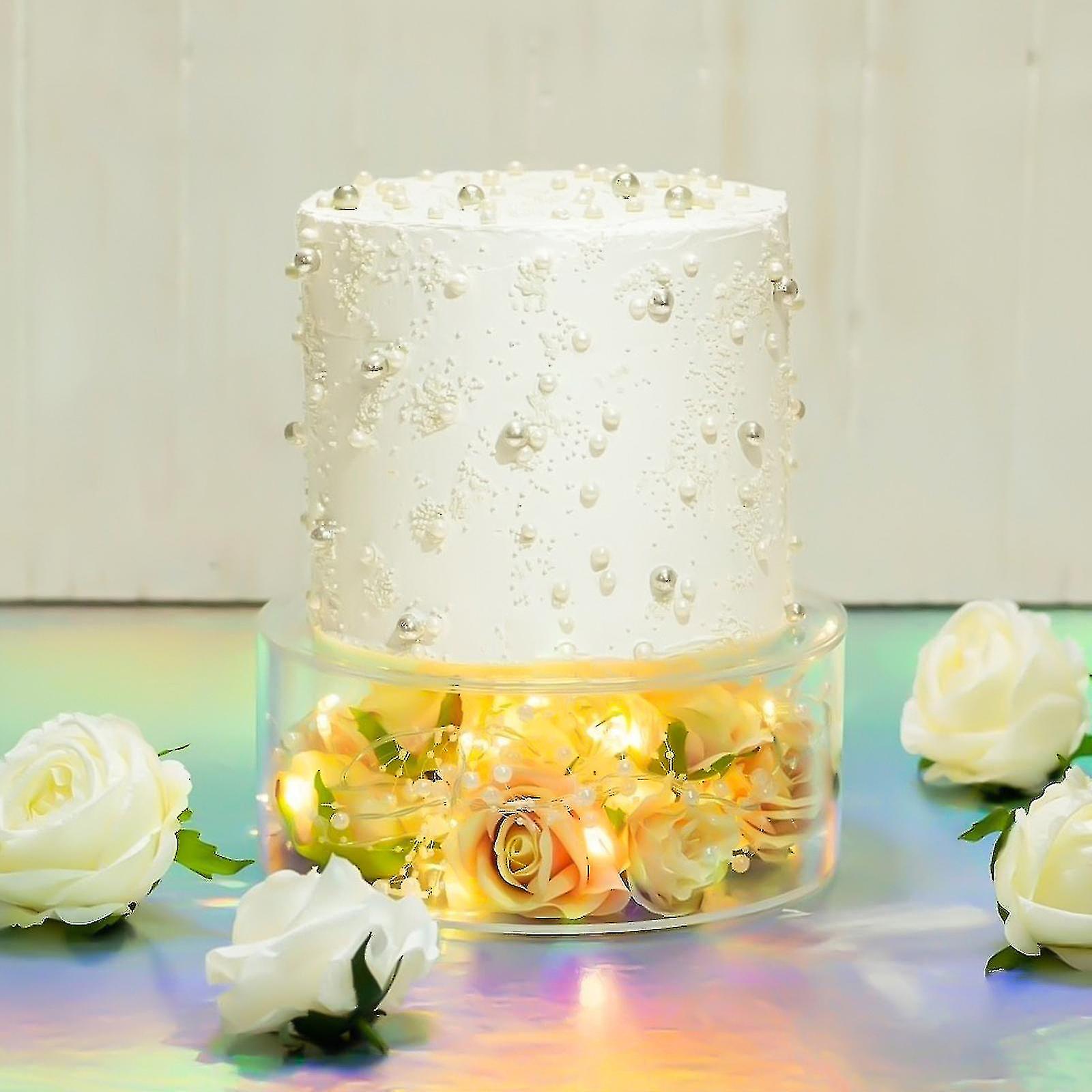 Round Clear Acrylic Fillable Cake Display Board Cake Edge Smoother ...