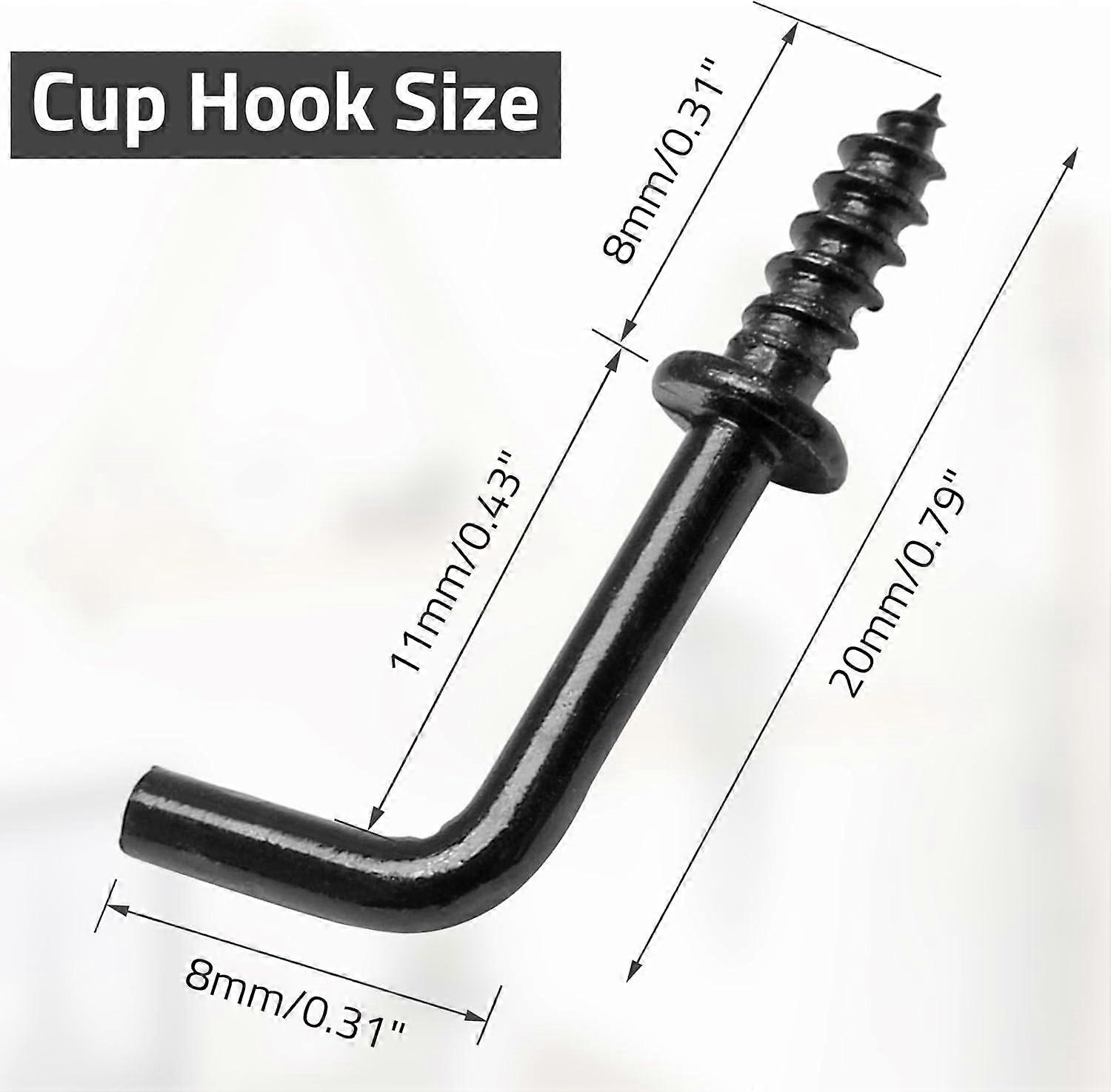 100 Pack 1/2" L Hooks, Black Screw in Hooks Small L Shaped Hooks Right ...
