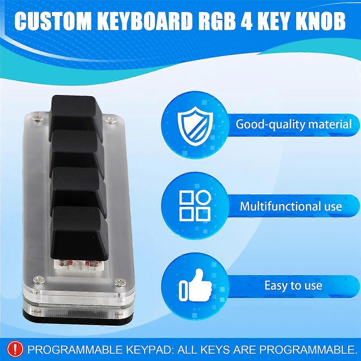 USB Programming Macro Custom Keyboard RGB 4 Keys Knob Gaming Mechanical Hot Swap Keyboard for ...