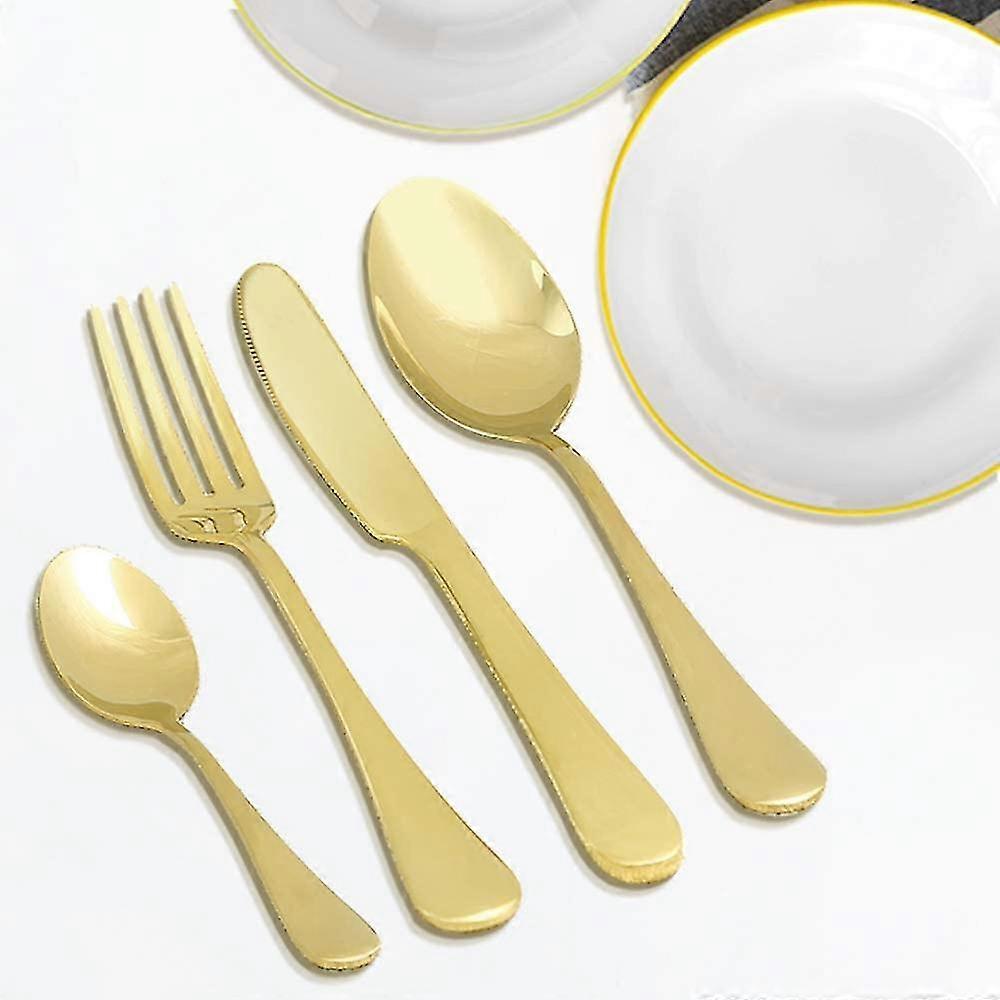 Golden Cutlery Set For 6 People - 24 Pieces - Stainless Steel - Hand ...