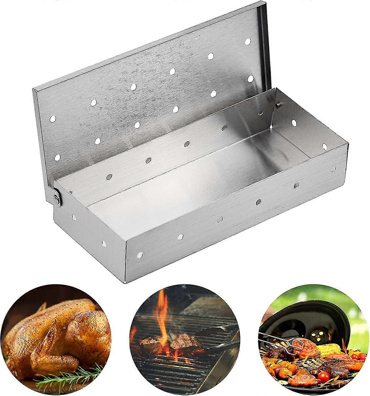 Bbq Smoker Box, Stainless Steel Wood Chip Smoker Box, For Gas And ...