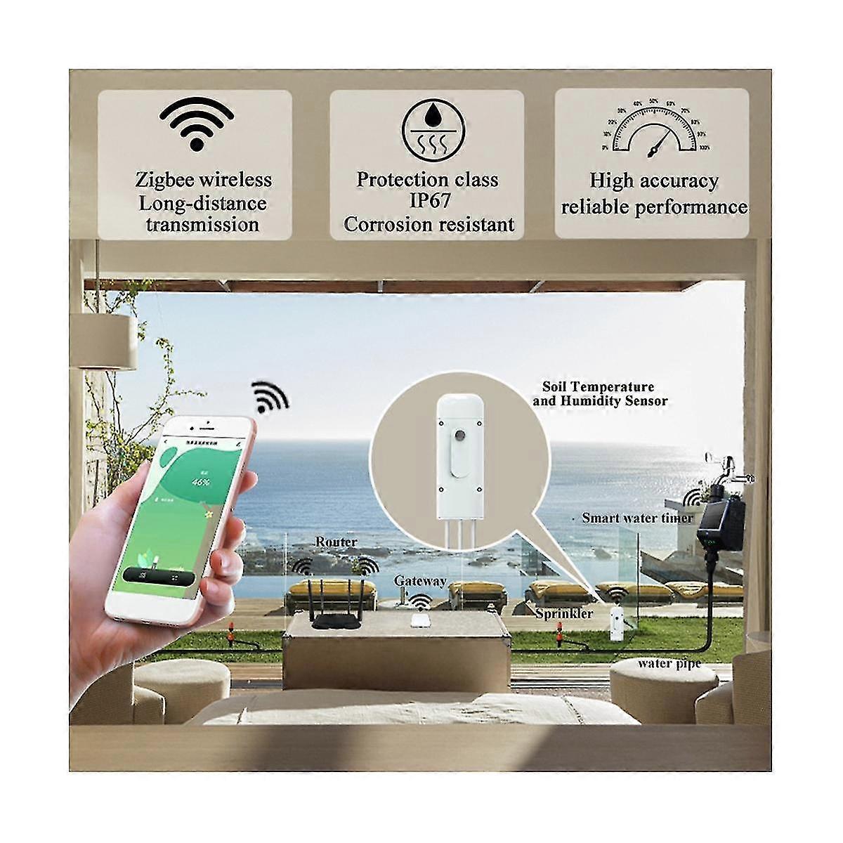 Tuya Zigbee Wireless Soil Moisture Meter Temperature Humidity Tester ...