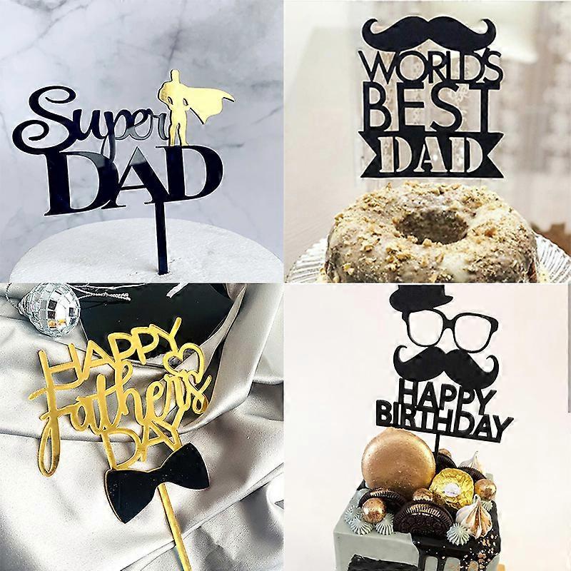 Nuovo Super Papà Acrilico Cake Topper Oro Papà Padre Compleanno Cake ...