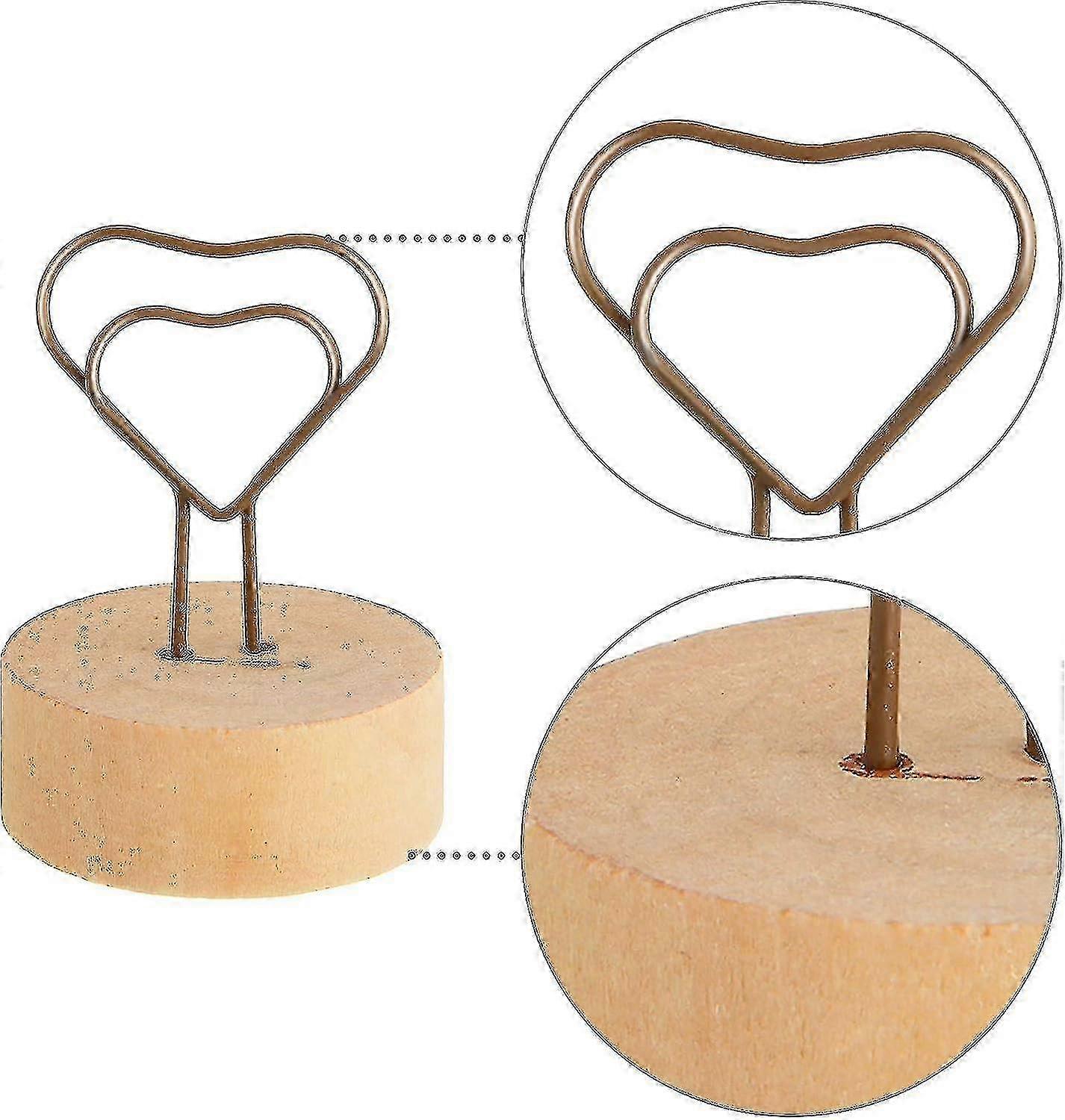 15 Pieces Heart Shaped Wooden Picture Holder, Wood Table Picture Wire ...