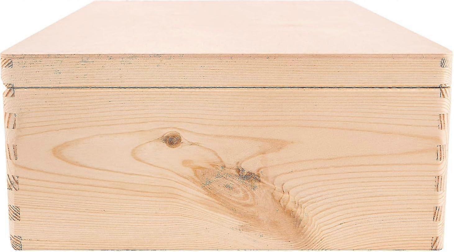 Natural Unpainted Wooden Storage Box With Lid - 40 X 30 X 14 Cm ...