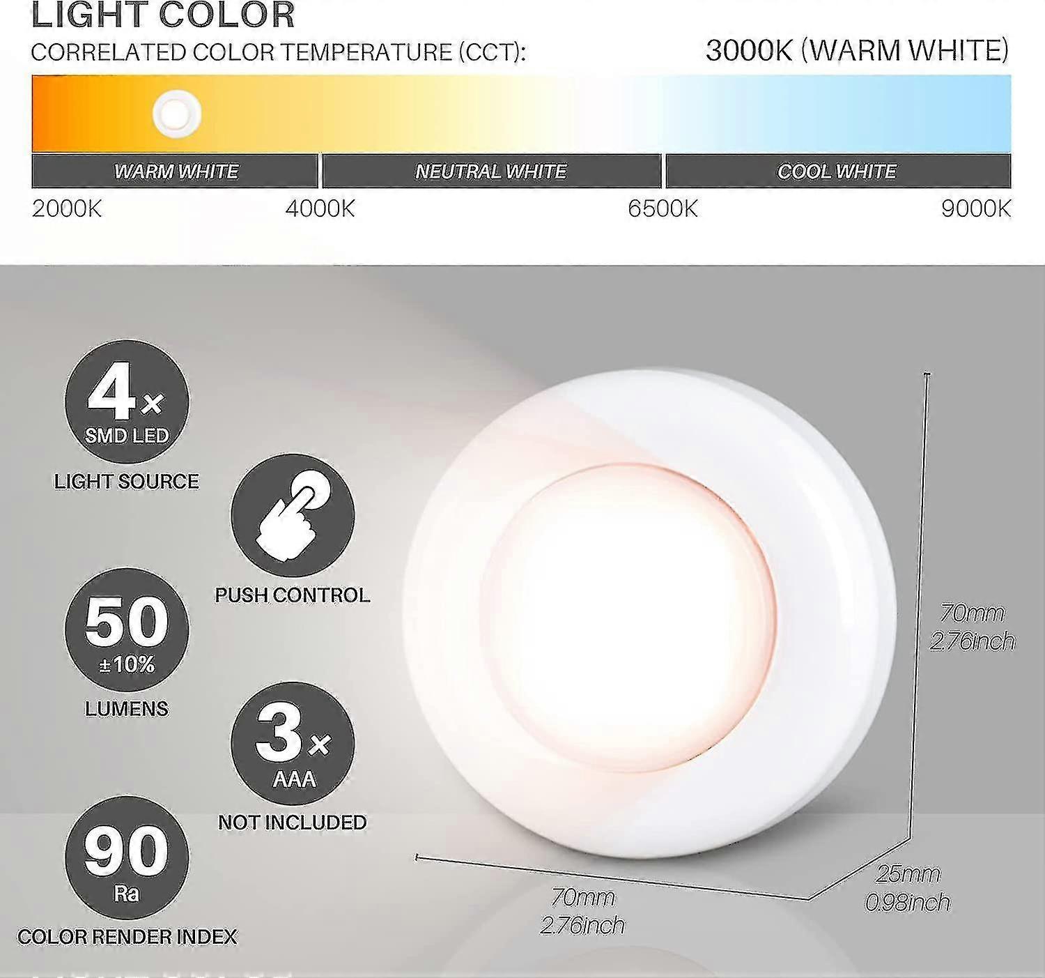 Tap Light Push Lights Mini Touch Press Spot Lights Indoor Portable Led ...