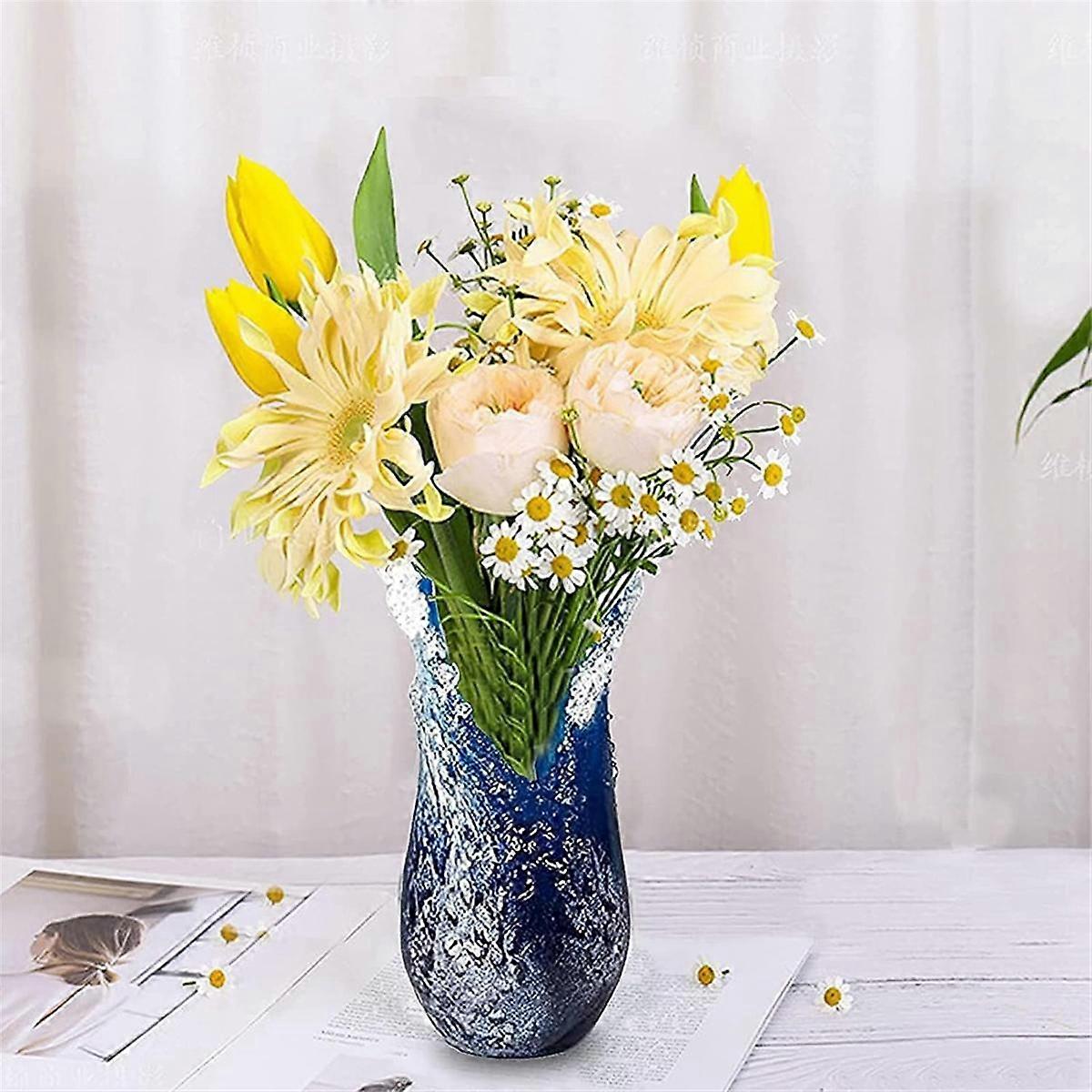 Sea Wave Vase, Wavy Vase Resin Blue Wavy Vase for Office Living Room ...