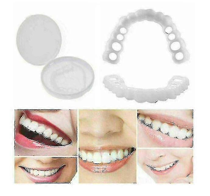 2pcs Smile Snap On Upper False Tooth Dental Veneers Dentures Fake Teeth ...