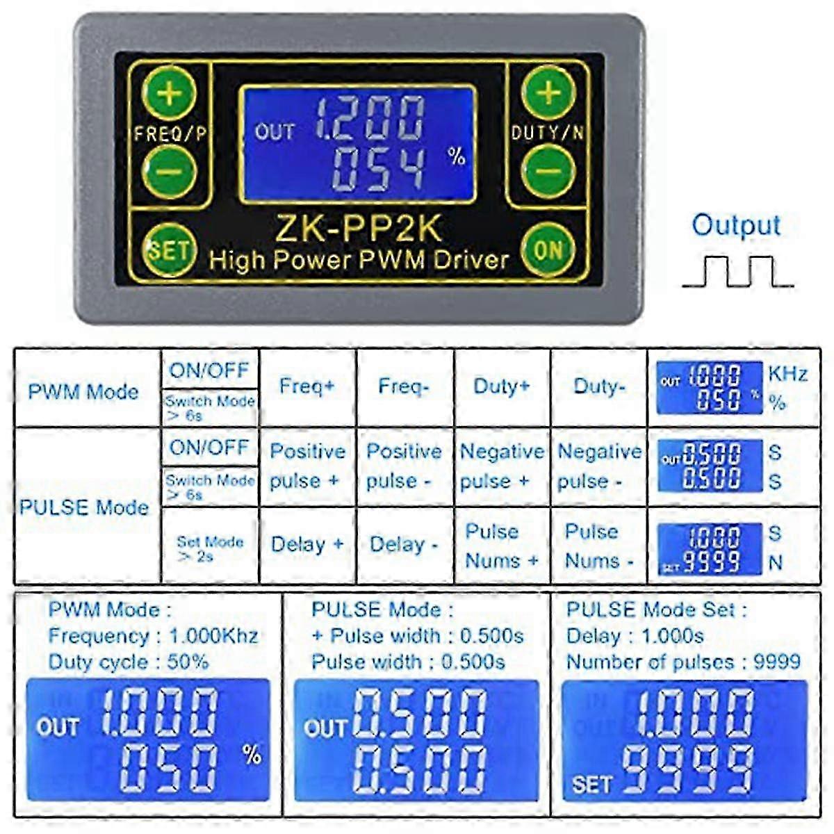 PWM Pulse Signal Generator -PP2K, Period Delay Drive Module 3.3-30V 8A ...