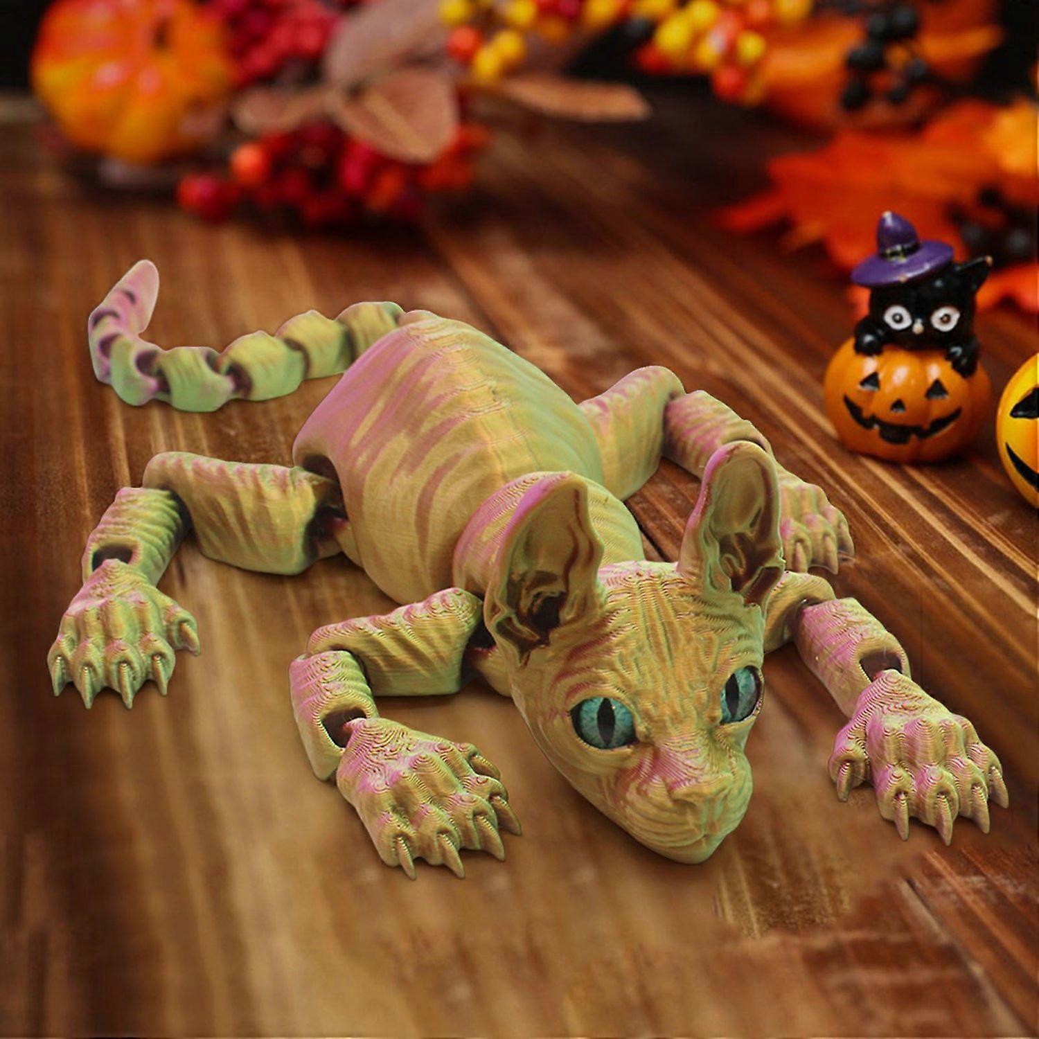 3D Printed Hairless Cat Figurine Movable Joints Sphynx Cat Figure ...