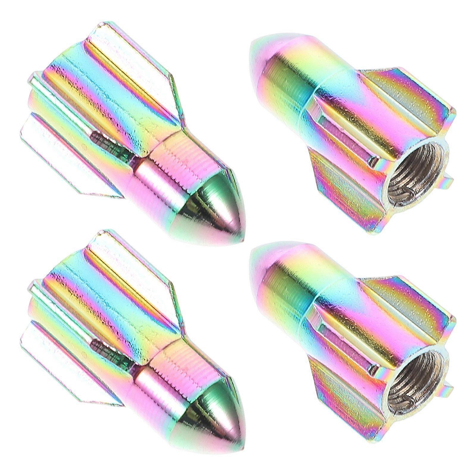 4pcs Aluminum Air Valve Caps Vehicle Air Valve Lids Rocket Shaped Valve ...