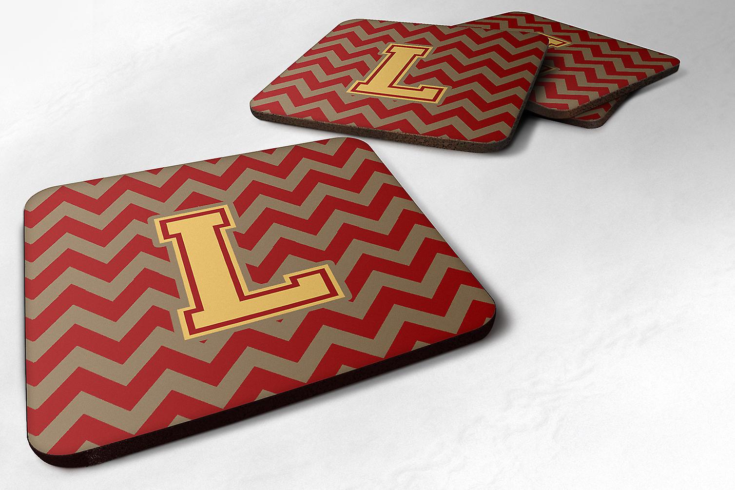 Carolines Treasures CJ1048-LFC Letter L Chevron Garnet and Gold Foam ...