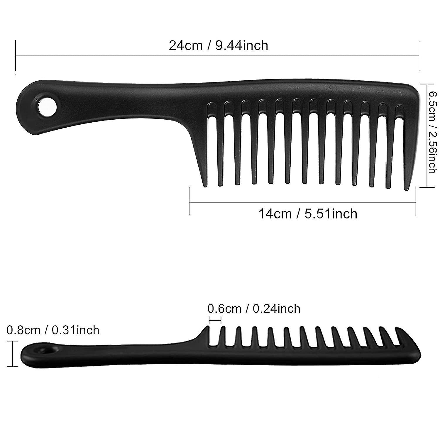 2 Wide Tooth Comb, Detangling Hair Brush, Care Handgrip Heat Resistant ...