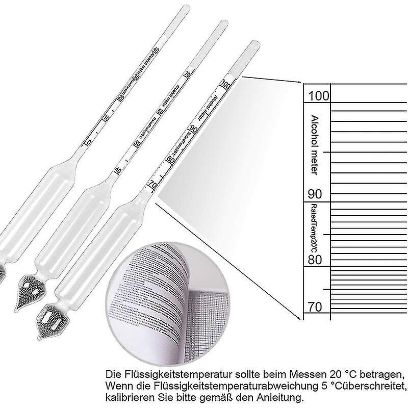 Professional Alcoholmeter - Set Of 3 Hydrometers With A Division From 0 ...
