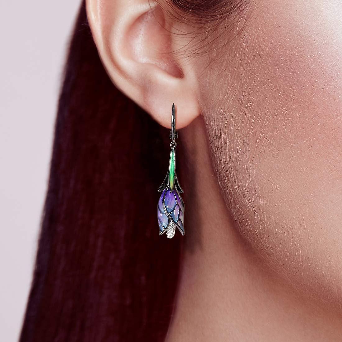 Tulip Earrings Enamel Flower Drop Earrings Handmade Fine Women's ...