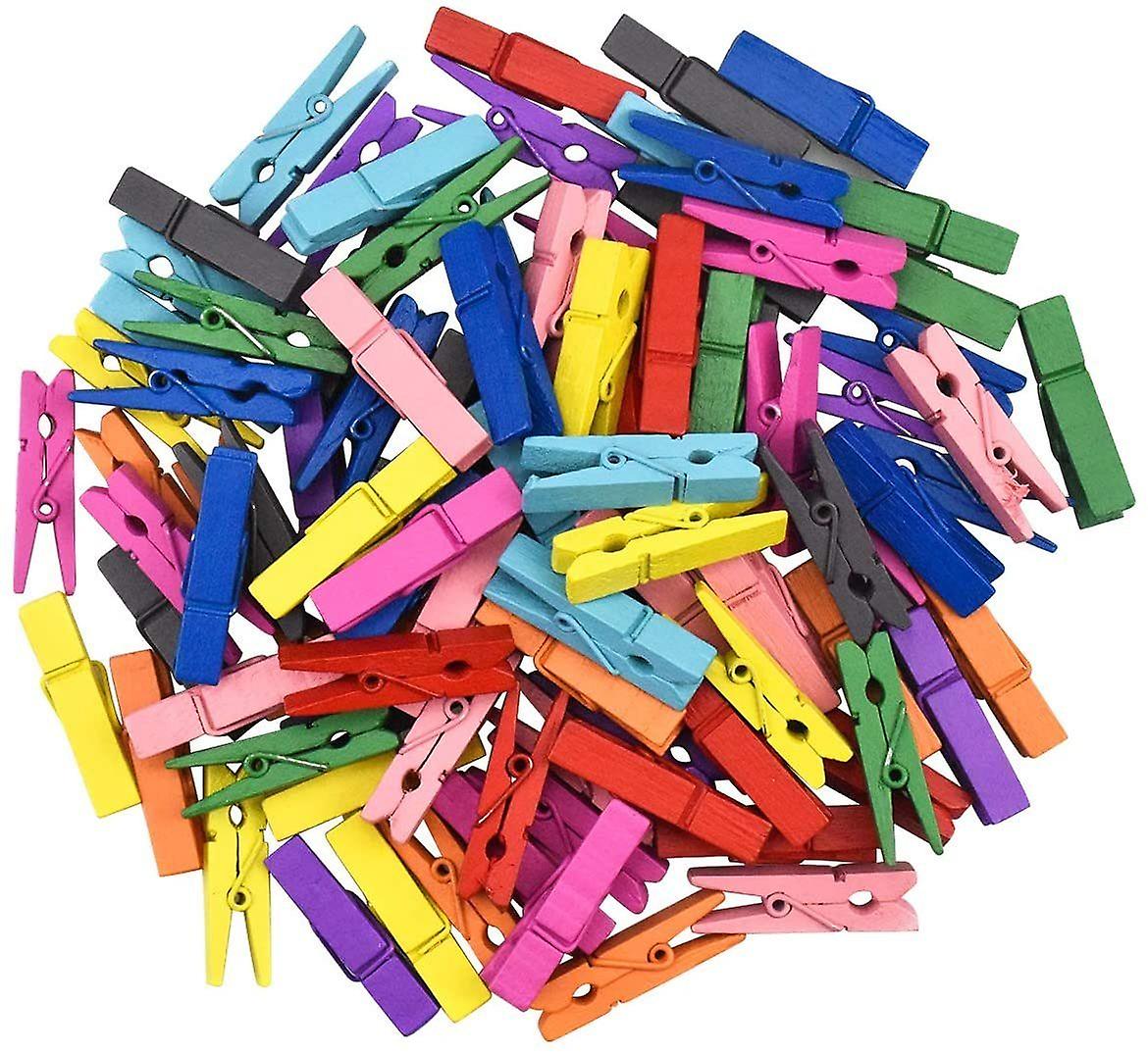 Pack of 100 clothes pegs, colorful clothes pegs, decorative pegs ...