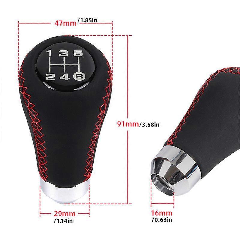 5/6 Speed Shift Knob Leather Shifter Knobs Transmission Gear Stick ...