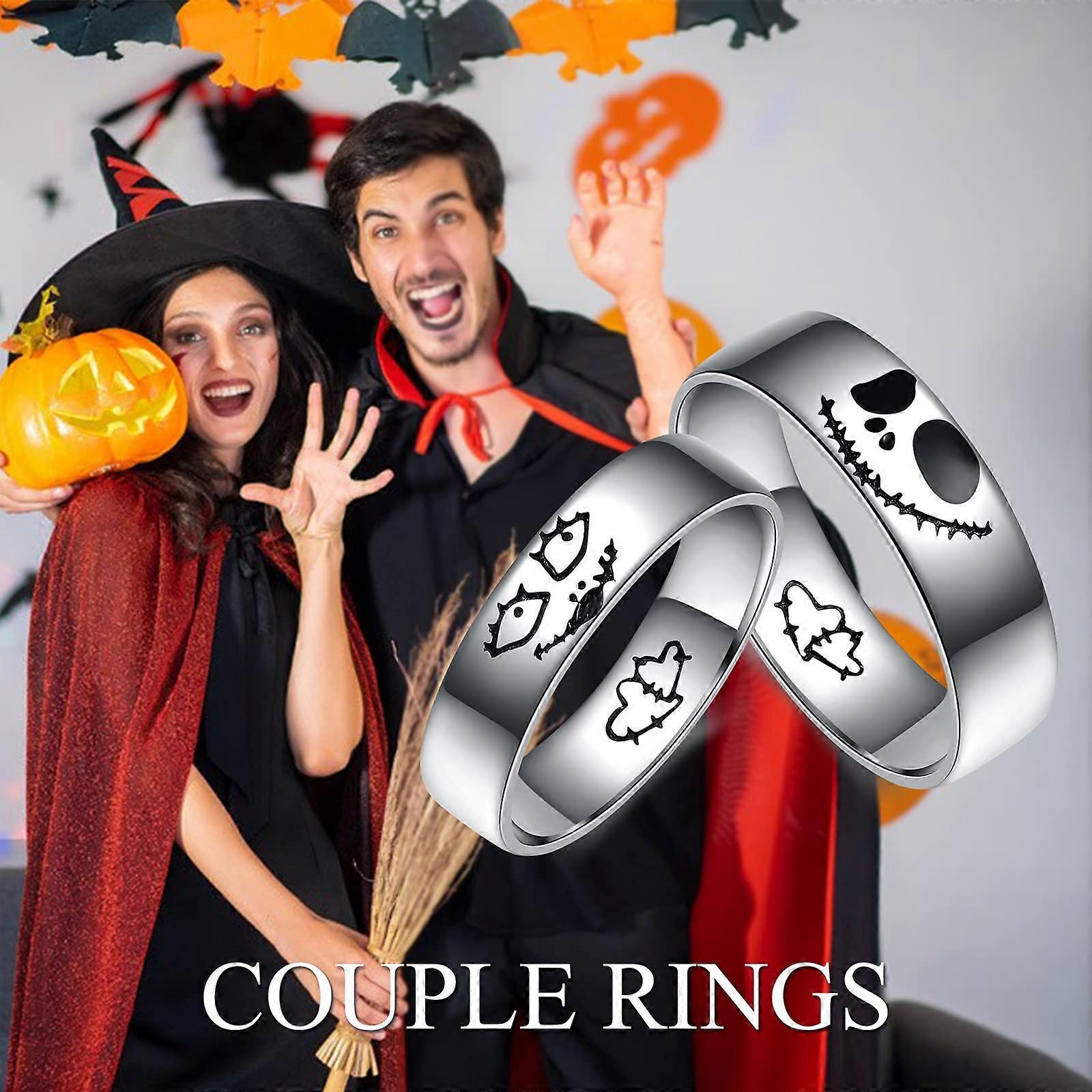 Jack Gothic Couple Rings Sterling Silver Jack and Sally Skull Rings ...