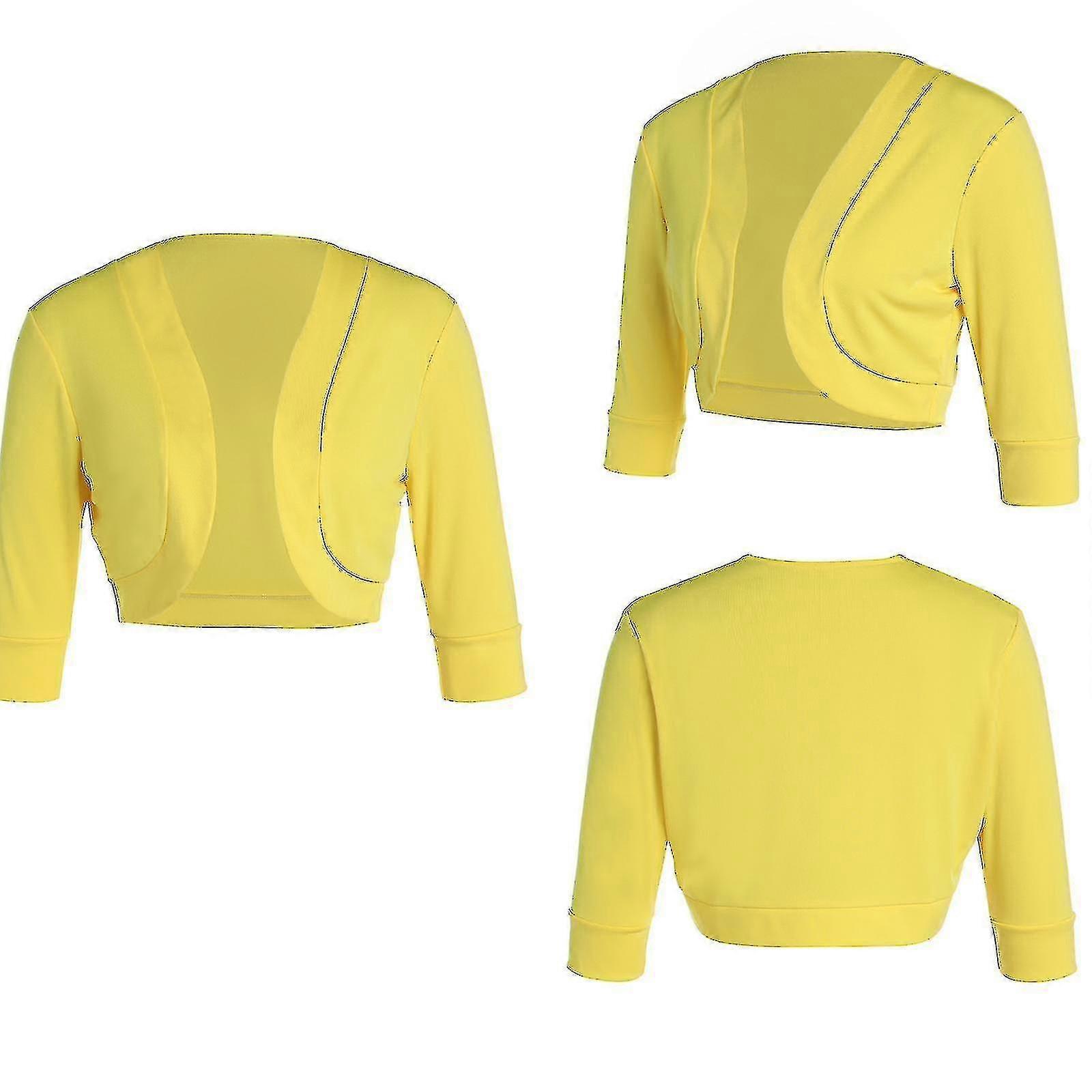 Women's 3/4 Sleeve Cardigan Open Short Shrug Bolero Cropped Jackets ...