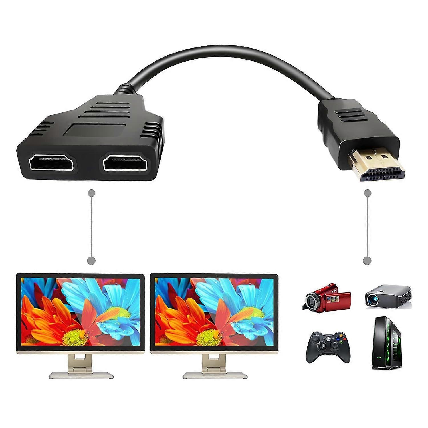 2025 New HDMI splitter adapter cable-HDMI splitter 1 in 2 output HDMI ...
