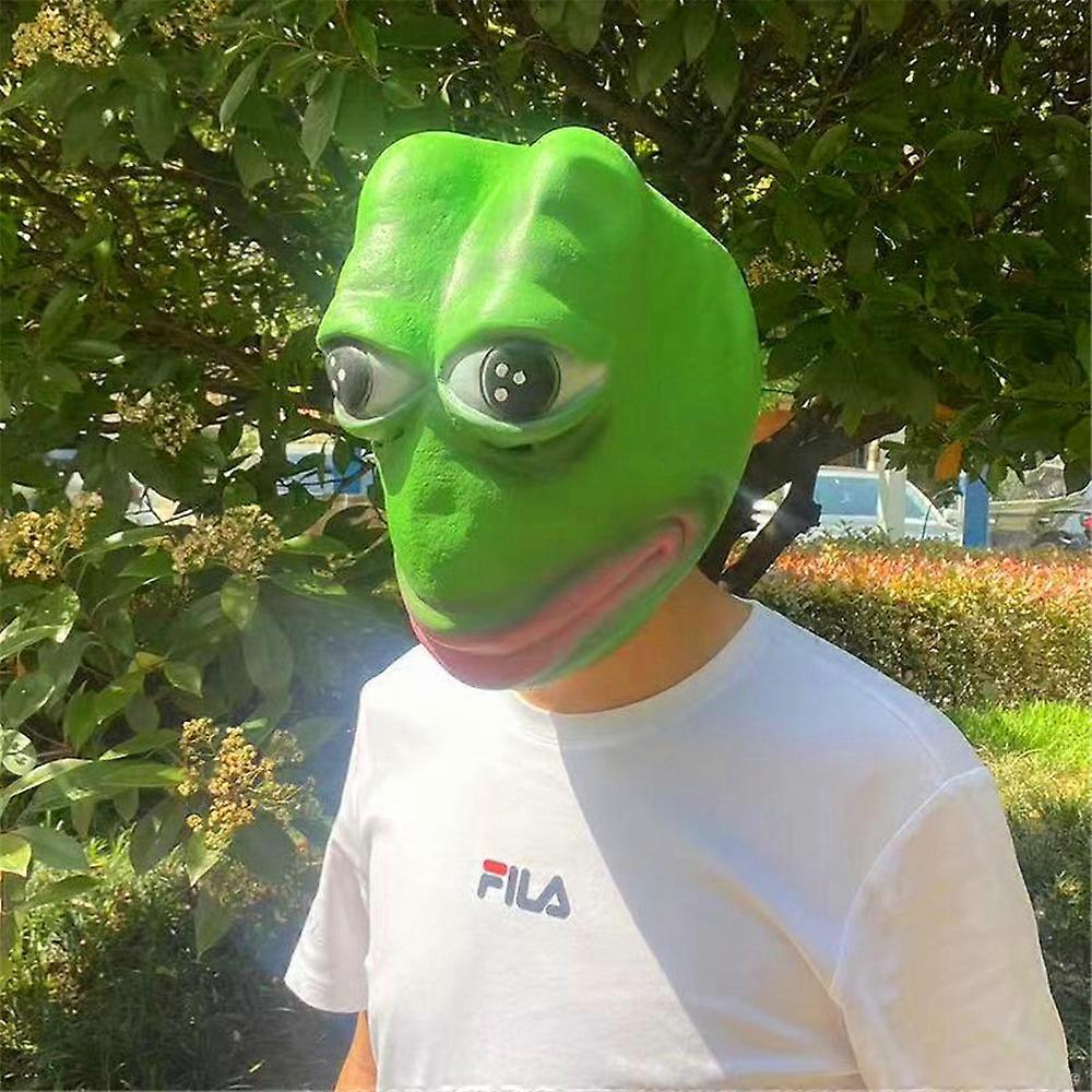 Cartoon Pepe The Sad Frog Mask Cosplay Realistic Halloween Bar Funny ...