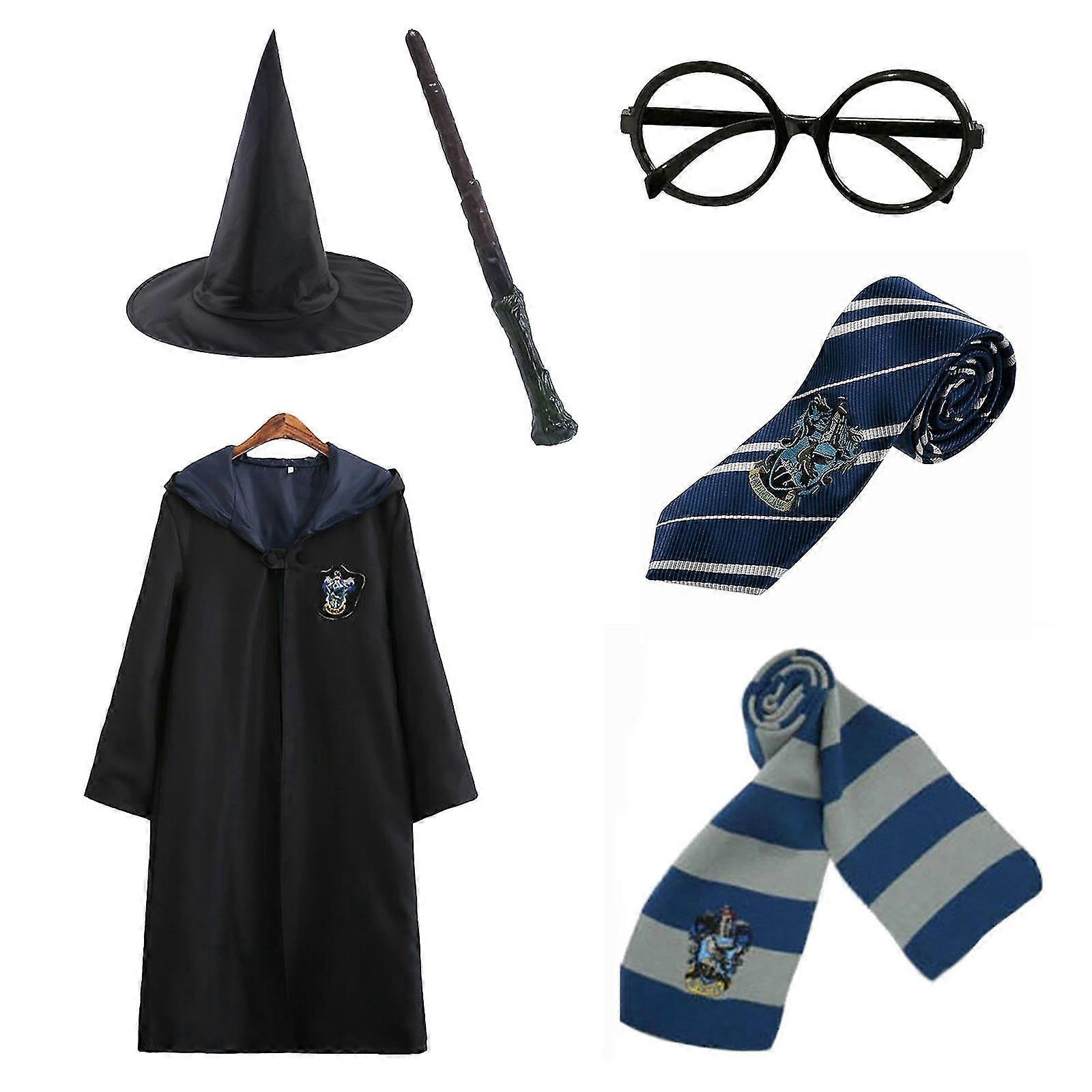 Harry Potter 6pc Set Magic Wizard Cosplay Fancy Dress Cape Cloak ...