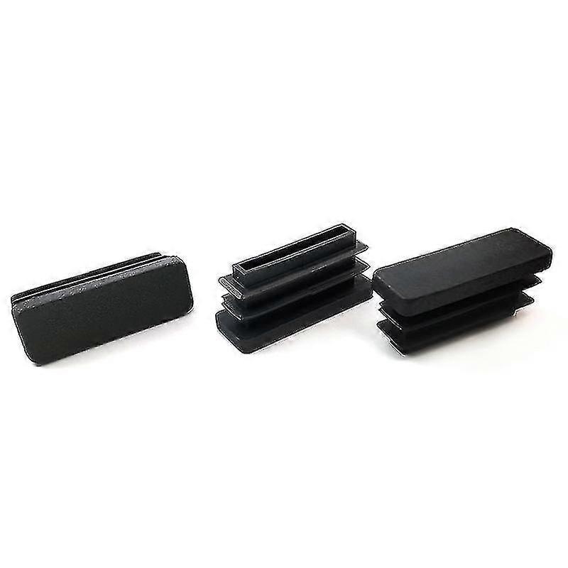 20 Pack Black Plastic Rectangular End Caps for Table, Chair, Tube Legs ...