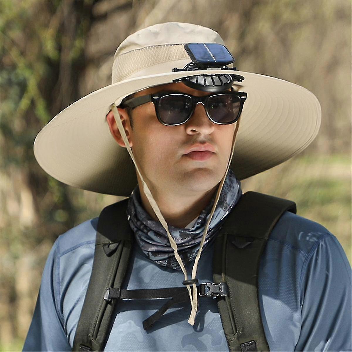 Outdoor Wide-brimmed Sun Hat With Solar Fan, Wide-brimmed Solar Fan ...