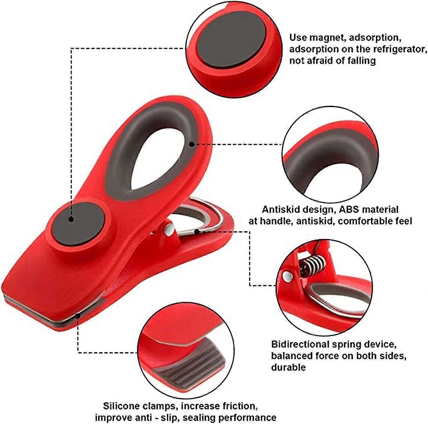 12 Pack Chip Bag Clip, Magnetic Food Clips, Kitchen Clips for Fridge ...