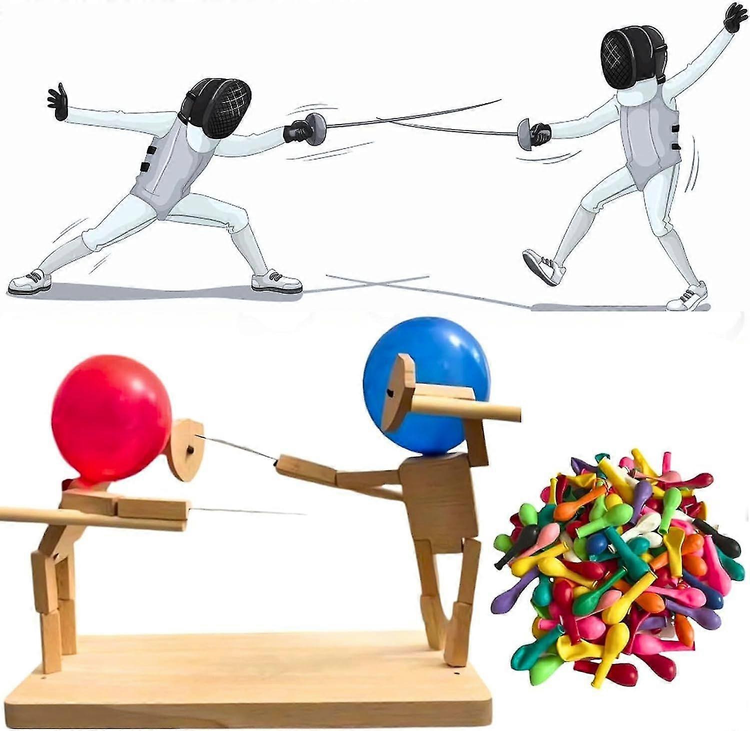 Balloon Bamboo Man Battle, Wooden Fencing Puppets Balloon Bamboo Man ...