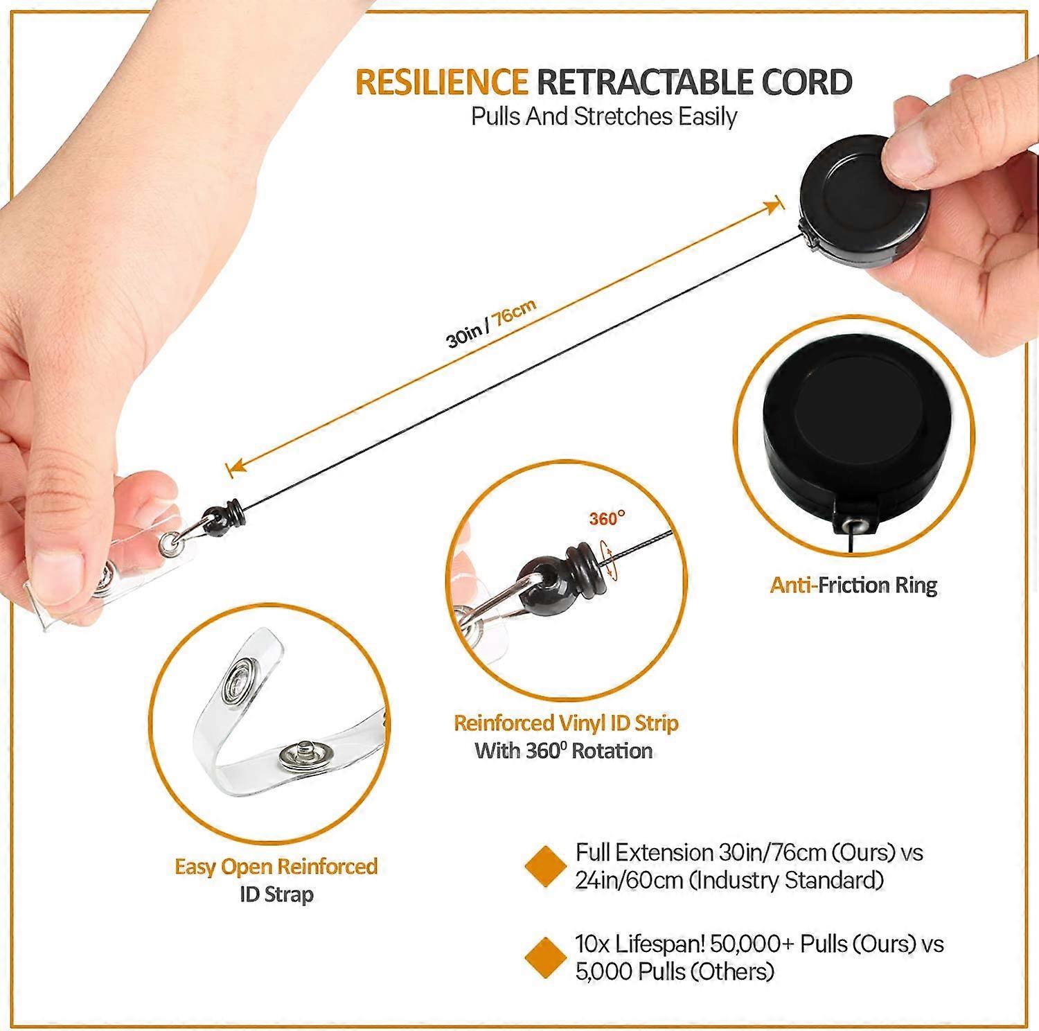 10 Pack Badge Reels Retractable with Swivel Alligator Clip ...