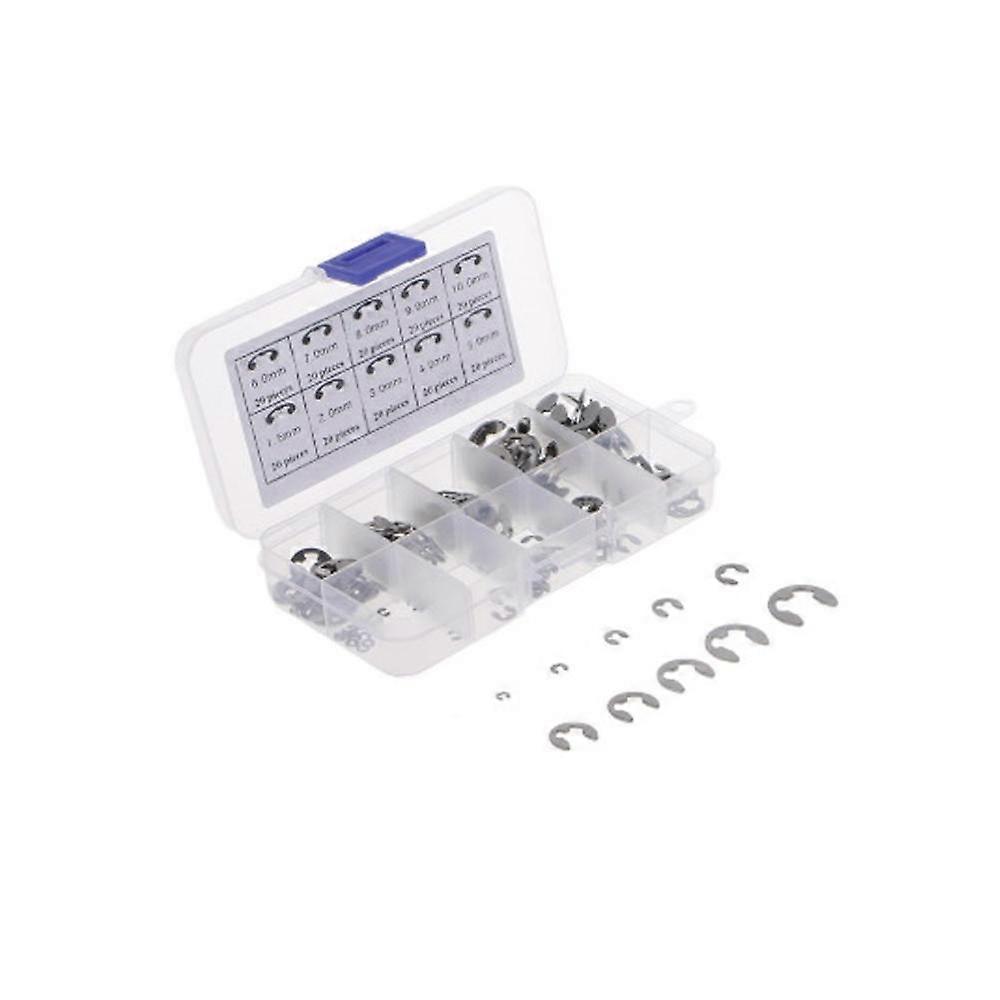 200 Pcs Stainless Steel E-Circlip Ring Kit, M1.5-M10 Assortment Type E ...