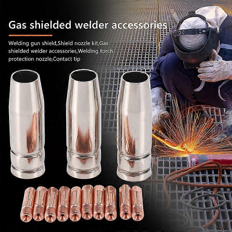 13Pcs CO2 Mig Welding Torch Aircooled MB 15AK Contact Tip Holder Gas Nozzle 0.8mm Welder Shield ...