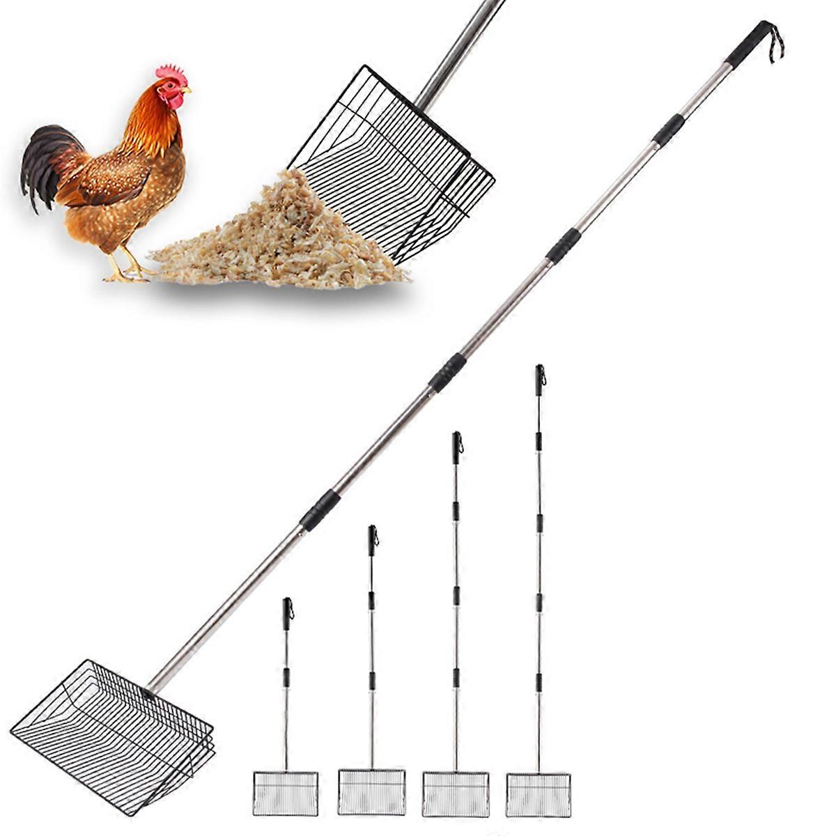10inch Large Chicken Poop Scooper, 24 to 68in Long Chicken Coop Litter ...
