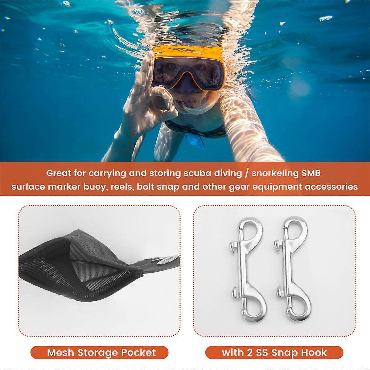 Scuba Diving Heavy Duty SMB Marker Buoy Bag Mesh Storage Pocket for ...