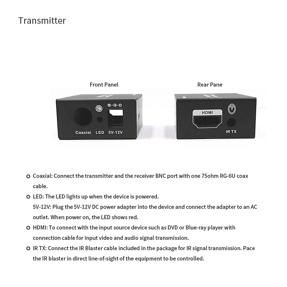 Hdmi Coax Extender 75ohm 1080p Coax Cable Transmitter Sender Receiver 5573