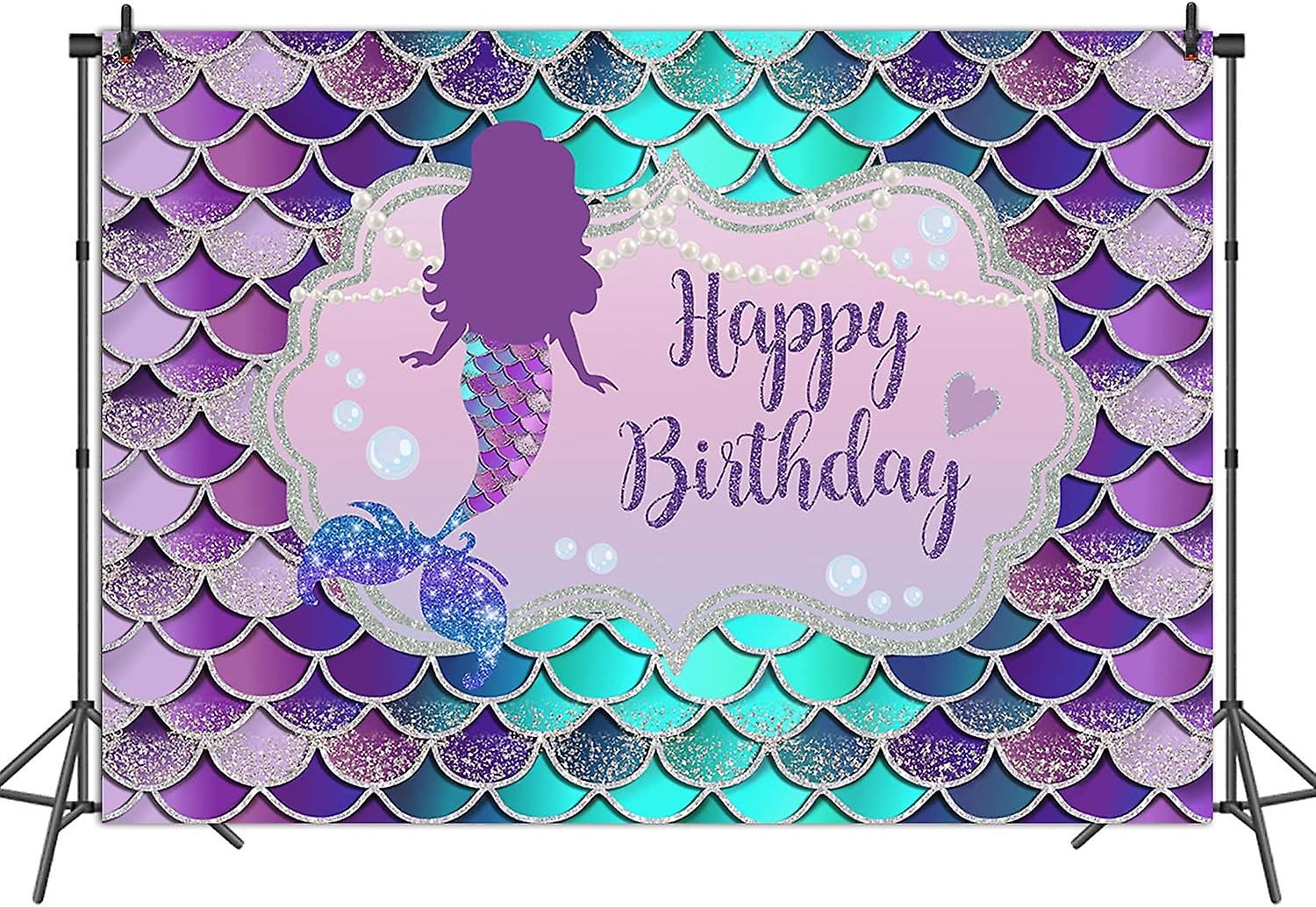 Mermaid Backdrop Under The Sea Blue Purple Mermaid Scales Birthday ...