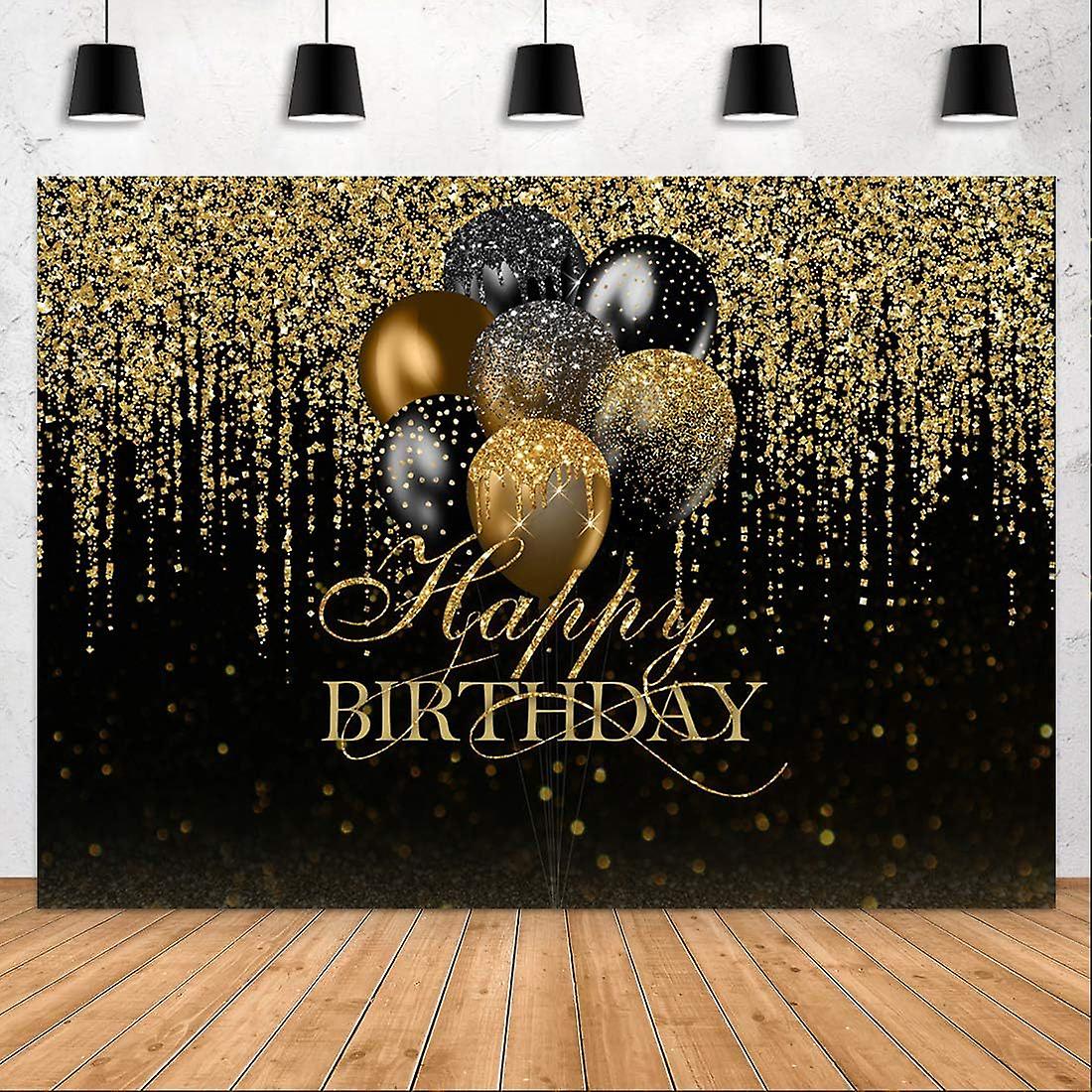 Happy Birthday Decorations Backdrop, Glitter Birthday Backdrop Sign, Happy Birthday Banner ...