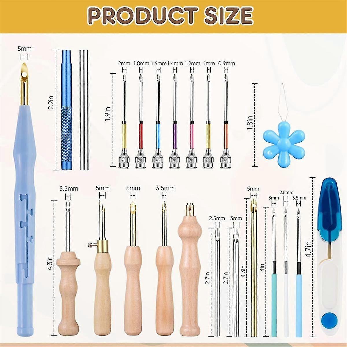 Punch Needle Tool With 11 Different Size Needles,wooden Handle Needle ...