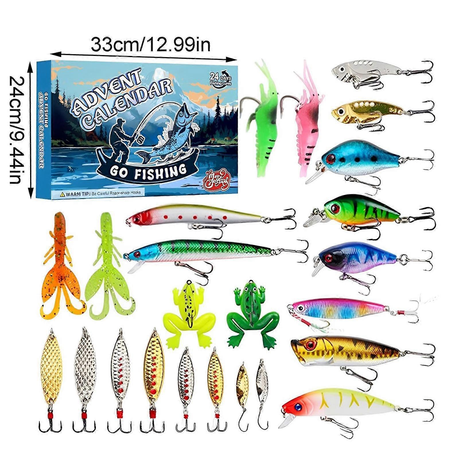 24 Days Christmas Countdown Fish Tackle Set Xmas Surprise Fishing ...
