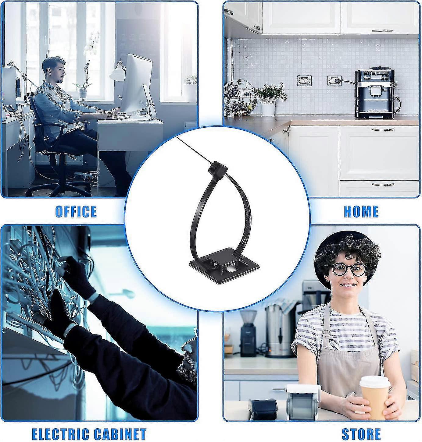 100 Pack Zip Tie Mount With Cable Ties,self Adhesive-backed Mounts For ...