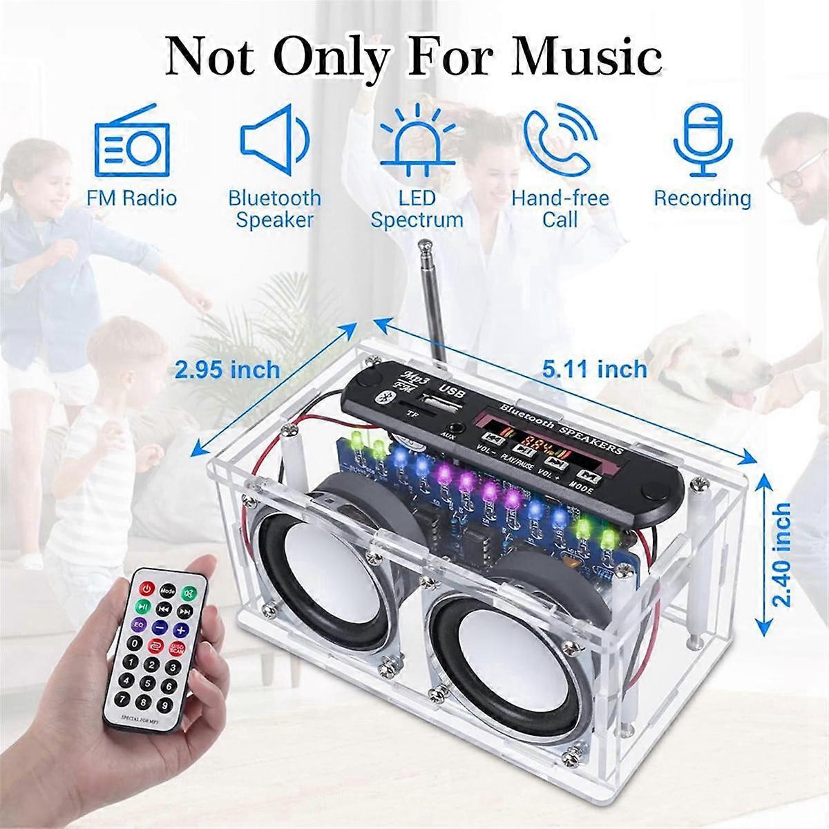 DIY Bluetooth Speaker Kit,Recording Function FM Radio Soldering Practice Kit with LED Spectrum ...