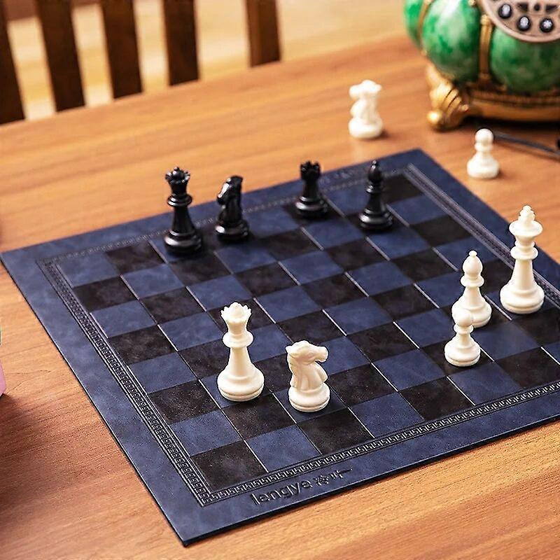 Embossed Design Leather International Chess Board Games Mat Checkers ...