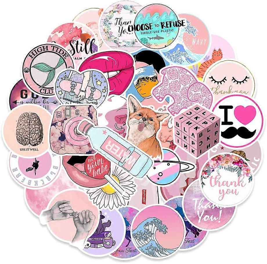 50 pieces pink cute girl stickers, vinyl waterproof decals for kids ...